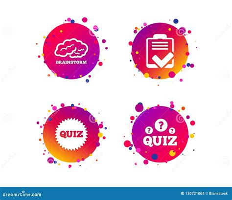 Quiz Icons Checklist With Check Mark Symbol Cartoon Vector