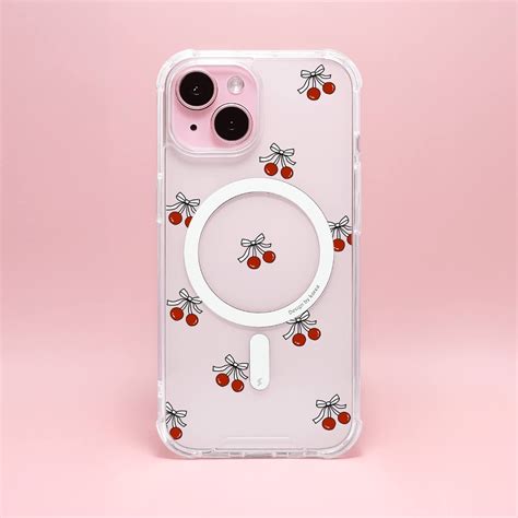 168cm케이스 초자력 맥세이프 리본 체리 패턴 네오디뮴 투명 범퍼 케이스 아이폰 커플 우정템 젤리 생일 선물 실리콘 12 13 미니 14 15 프로 맥스 갤럭시