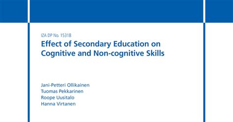 Effect Of Secondary Education On Cognitive And Non Cognitive Skills