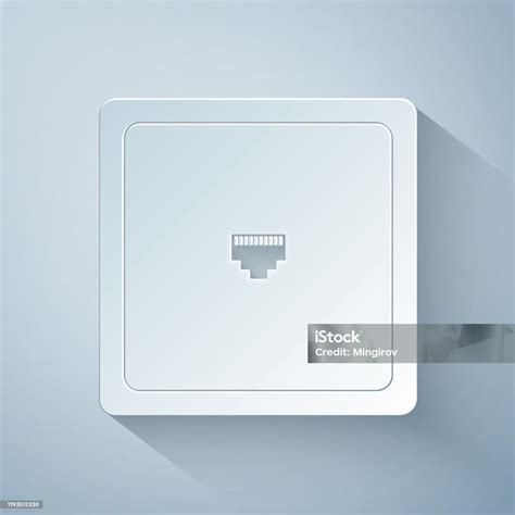 용지 절단 이더넷 소켓 기호입니다 네트워크 포트 회색 배경에 격리 된 케이블 소켓 아이콘 Lan 포트 아이콘입니다 로컬 영역 커넥터 아이콘입니다 종이 아트 스타일입니다 벡터