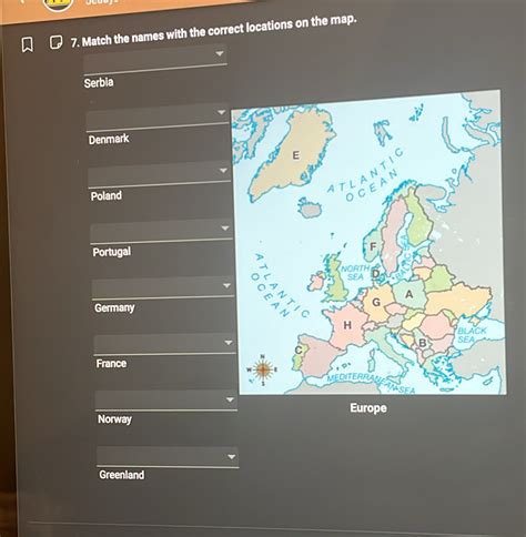 solved 7 match the names with the correct locations on the map