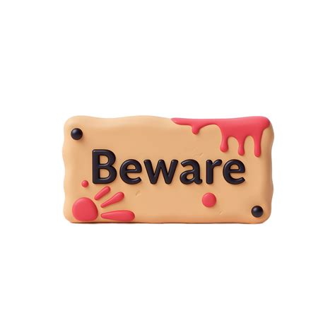Beware Sign 3d Render Spooky Halloween Decoration 56224984 Png