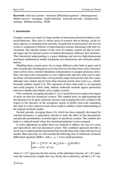 Solution Multiscale Analysis Of Slow Fast Neuronal Learning Models