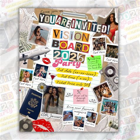 Vision Board Party Invitation Manifestation Gathering Girls Night