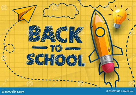 Back To School Pencil Shaped Rocket Vector Illustration Stock Illustration Illustration Of
