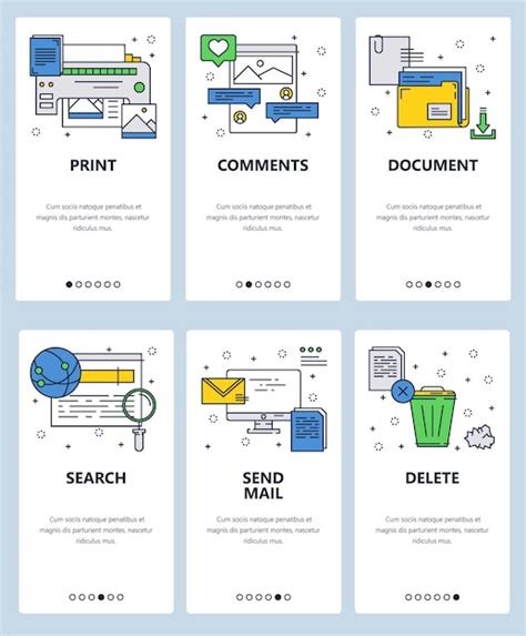 Premium Vector Vector Web Site Linear Art Onboarding Screens Template Printer Computer And