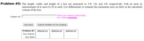 Solved Problem The Length Width And Height Of A Box Chegg