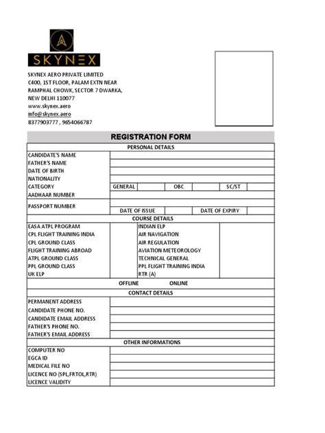 Skynex Aero Fto Registration Form Pdf