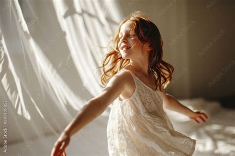 A Delightful And Carefree Moment Captured As A Young Cute Girl Model