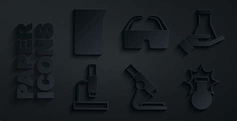 현미경 시험관 및 플라스크 화학 폭발 보안경 안경 및 실험실 유리 제품 또는 비커 아이콘을 설정합니다 벡터 3차원 형태에 대한 스톡 벡터 아트 및 기타 이미지 Istock