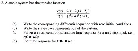 Solved A Stable System Has The Transfer Function C S R S Chegg