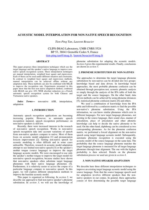 Pdf Acoustic Model Interpolation For Non Native Speech Recognition