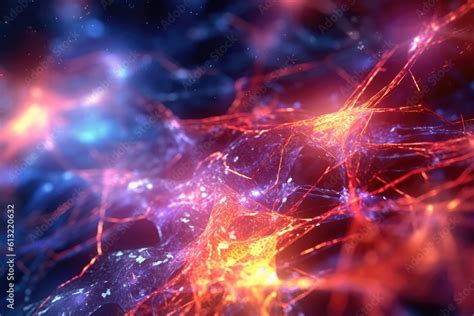 Closeup Glowing Neural Connections Sparks Of Inspiration And Ideas Chemical Energy In The