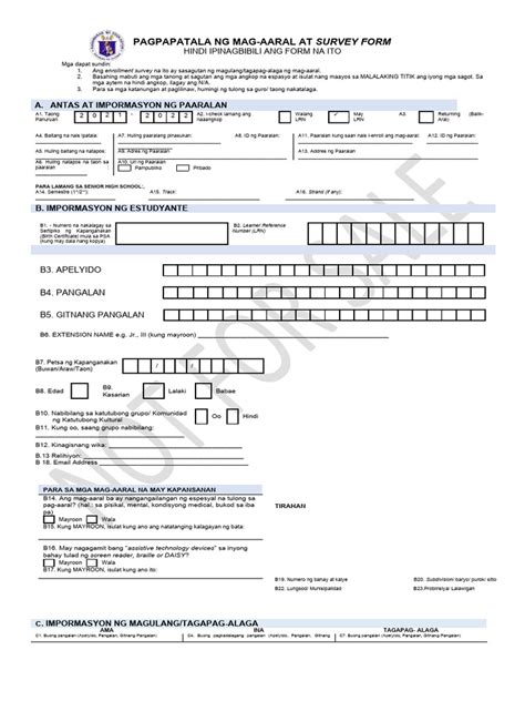 Final Modified Learner Enrollment And Survey Form Filipino Pdf