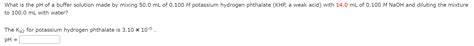 What Is The Ph Of A Buffer Solution Made By Mixing 500 Ml Of 0100 M