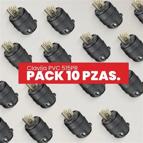 Pack 10 Clavija De Hule Uso Rudo Negra 515pr 000 Leviton Negro Envío