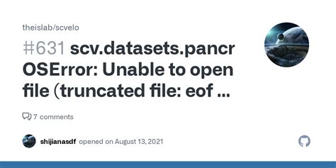 Scvdatasetspancreas Oserror Unable To Open File Truncated File
