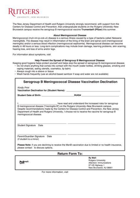 Top 6 Vaccination Declination Form Templates Free To Download In Pdf Format