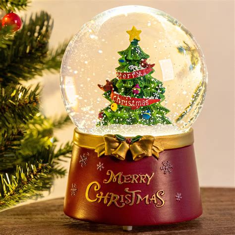 Christmas Glass Snow Globe Glitter Spinning Water Lantern Lighted ...