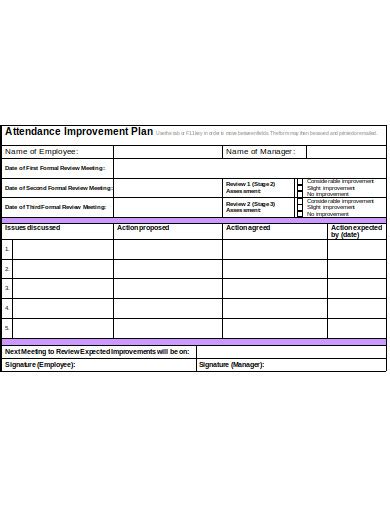 10 Attendance Improvement Plan Templates In Pdf Doc