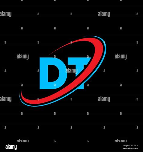 Dt D T Letter Logo Design Initial Letter Dt Linked Circle Uppercase Monogram Logo Red And Blue