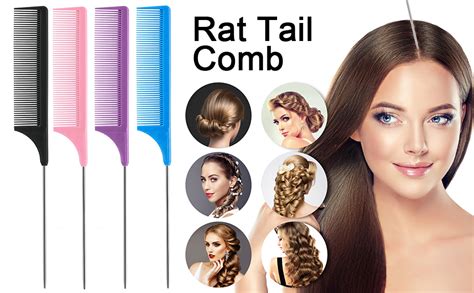 Trati Rat Tail Comb Set 3pcs Carbon Fiber Hair Combs For Salon Hair Styling