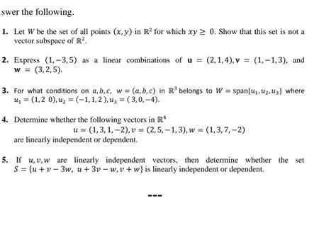 Solved Let W Be The Set Of All Points X Y In R For Chegg