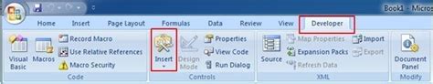 Developer Tab Insert Button Disabled In Excel And