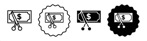 Cost Cutting Icon Set Collection Cost Cutting Outline Flat Icon
