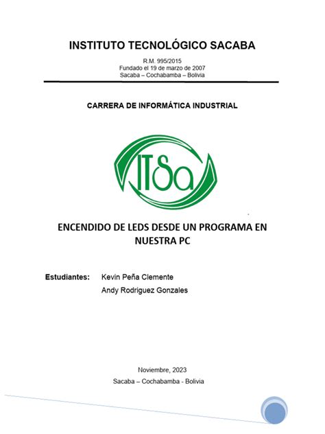 Informe Proyecto 1er Semestre Pdf Diodo Emisor De Luz Arduino