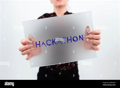 Text Caption Presenting Hackathon Internet Concept Event Where Large