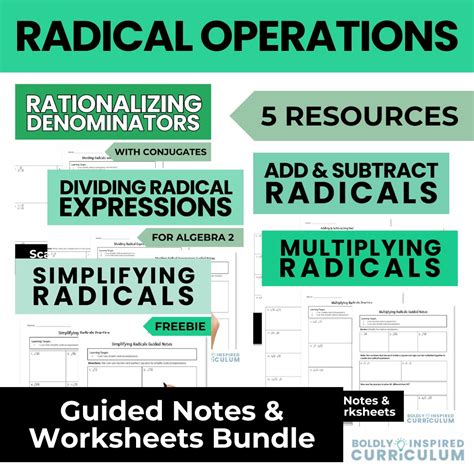 Simplifying Radical Expressions Guided Notes And Operations With Radicals