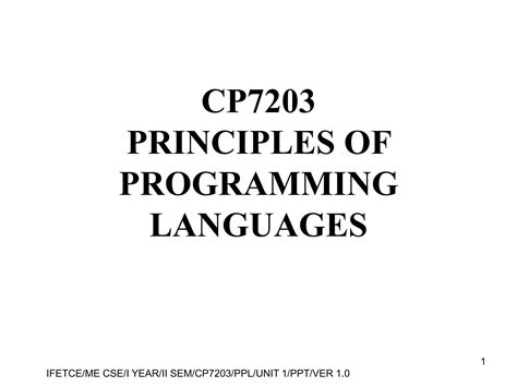 Principle Of Programming Language Subject Unit 1 Ppt Programming
