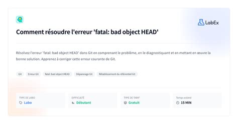 Résoudre Lerreur Fatal Bad Object Head Guide De Dépannage Git Labex