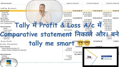 how to compare sale and purchase profit and loss in tally prime