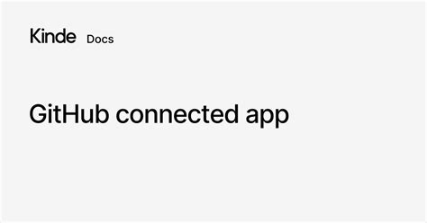 Github Connected App Kinde Docs