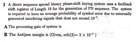 Solved 1 A Direct Sequence Spread Binary Phase Shift Keying