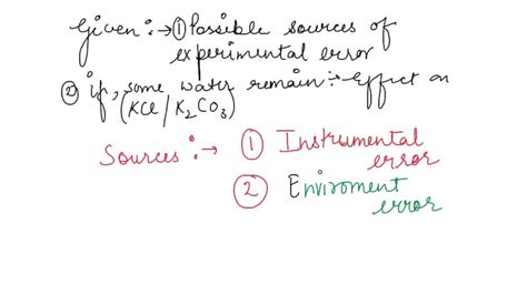 solved list two possible sources of experimental error not human