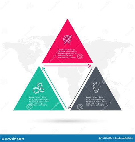 triangular elements of graph diagram with 3 steps options parts or processes infographic