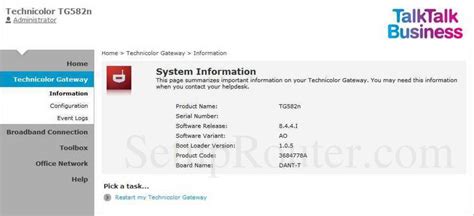 Technicolor TG N Info Configuration And Usage Options