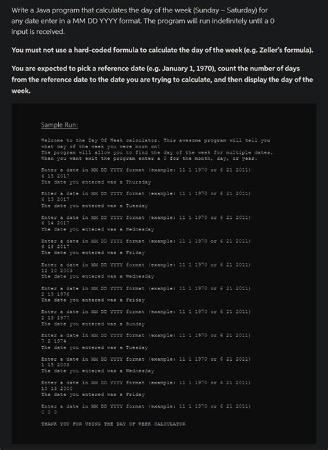 Solved Write A Java Program That Calculates The Day Of The