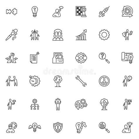 Problem Solving Line Icons Set Stock Vector Illustration Of Idea Design 310903844