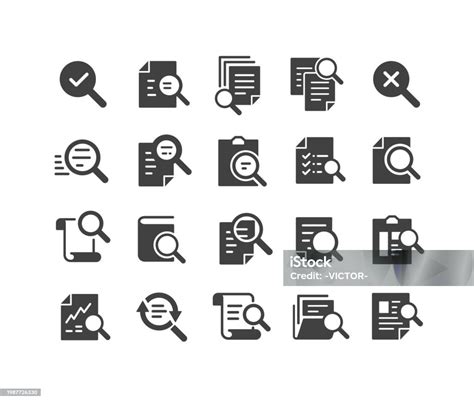 Documents And Analysis Icons Classic Series Stock Illustration
