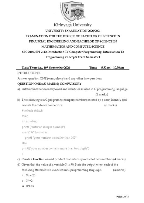 Spc 2101 Spi 2112 Introduction To Computer Programming Introduction