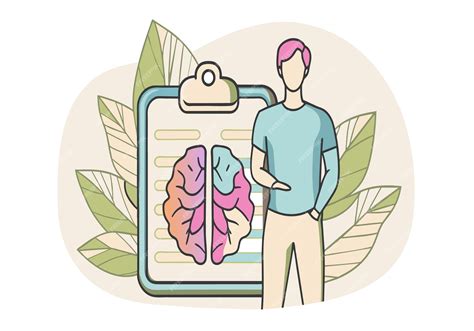 Premium Vector A Man Stands In Front Of A Brain Diagram