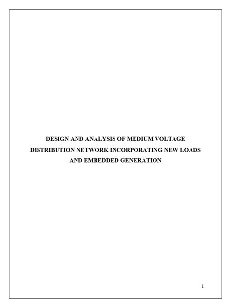 Design And Analysis Of Medium Voltage Distribution Network