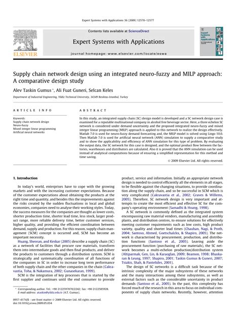 Pdf Supply Chain Network Design Using An Integrated Neuro Fuzzy And