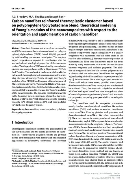 Pdf Carbon Nanofiber Reinforced Thermoplastic Elastomer Based On