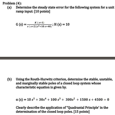 solved problem 4 a determine the steady state error for the