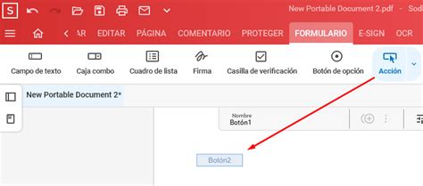 Agregar un botón de acción interactivo a un formulario Soda PDF
